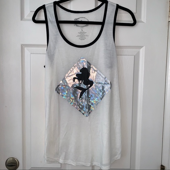Disney | Tops | Disney Little Mermaid Ariel Holographic Xing Sign Tank ...